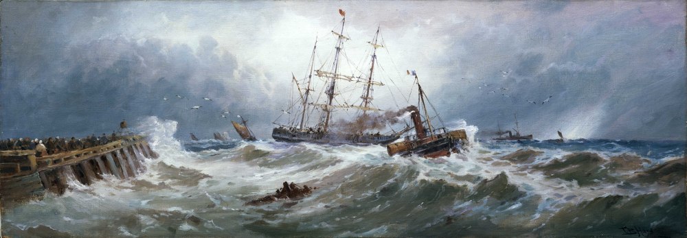 #FineArtFriday:A French paddle tug bringing a barque into Boulogne ...